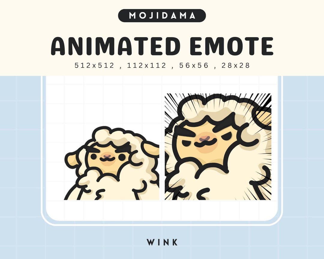 Sheep Emotes Twitch Animation Serious Face Wink Funny Animated Cute ...
