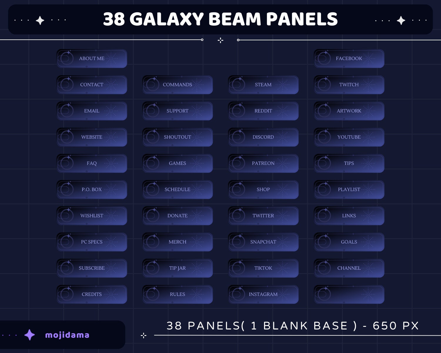 Galaxy Twitch Panel Stream Aesthetic Cute Panels Overlay Graphic Static ...