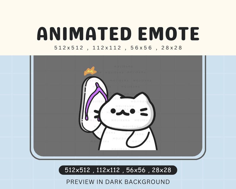 Animated Cat Twitch Emotes, Chancla Sandal White Kitty Streamer Vtuber ...