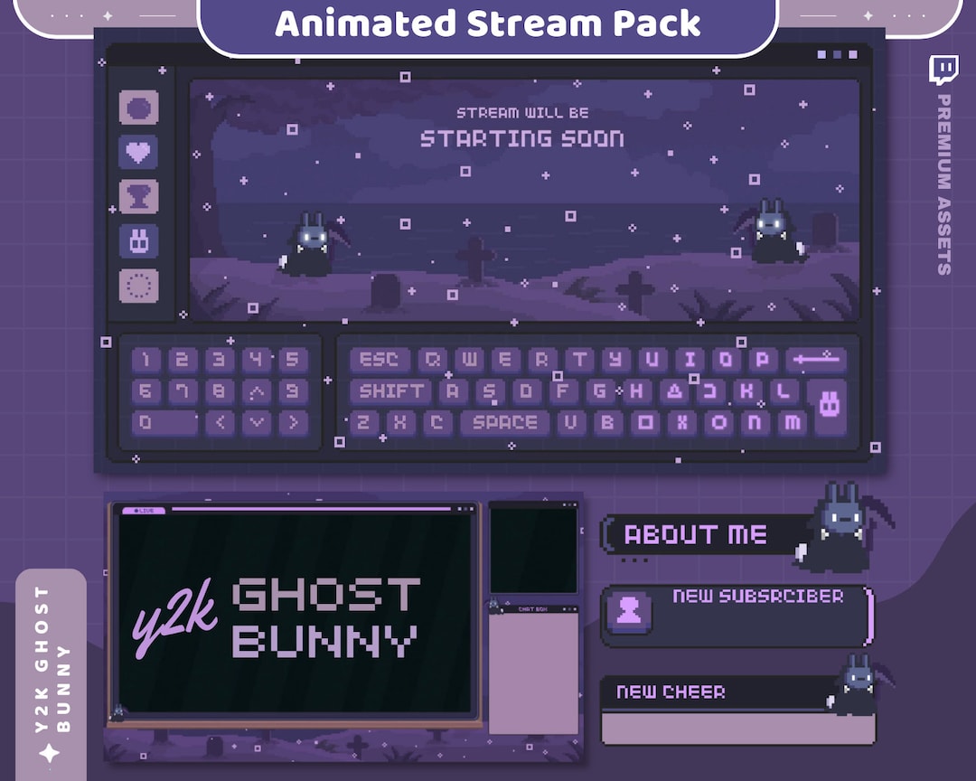 Halloween Ghost Stream Pack: Bunny Twitch Animated Overlay Rabbit ...