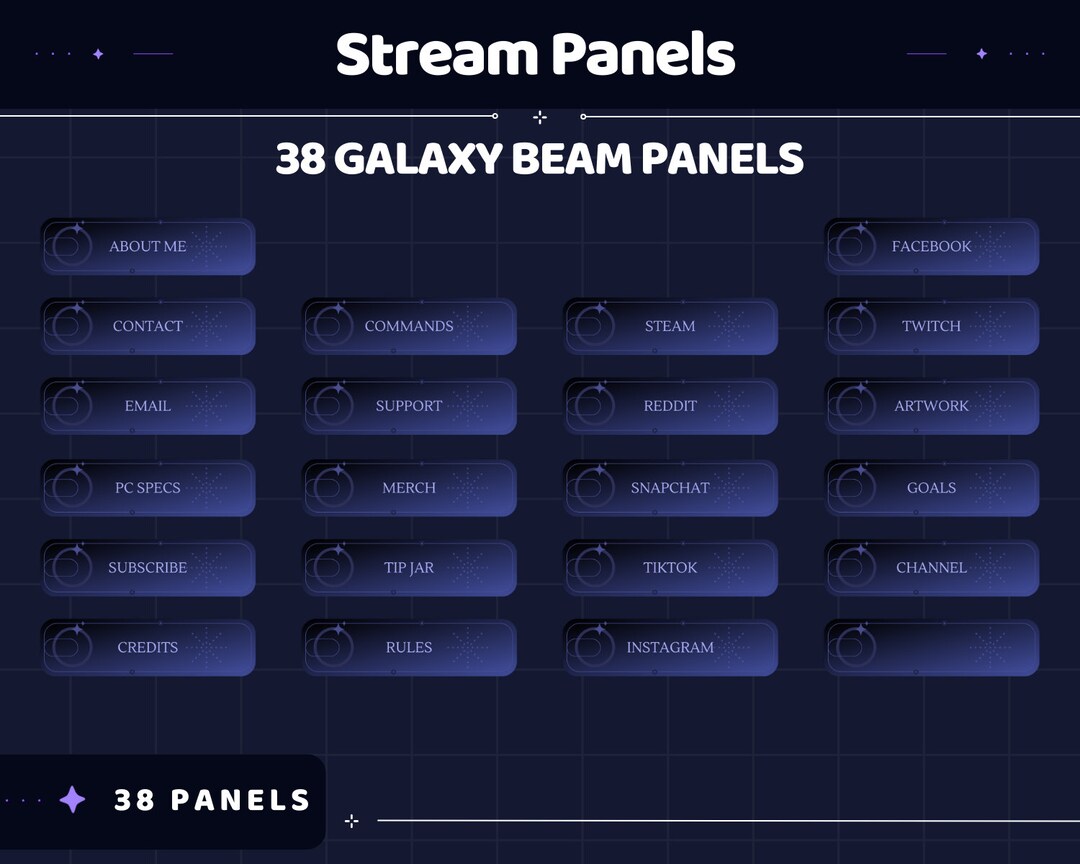 Galaxy Twitch Panel Stream | Aesthetic Cute Panels Overlay Graphic ...