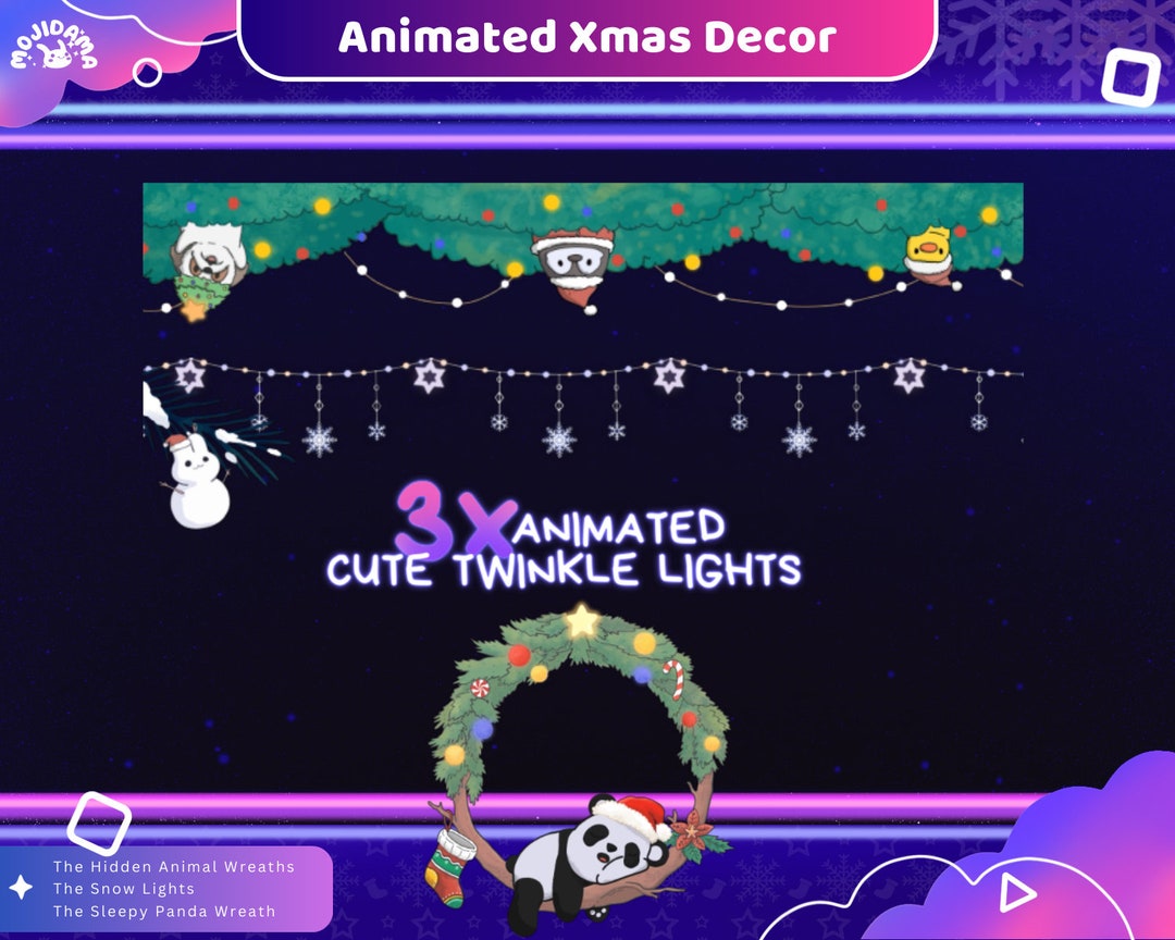 Christmas Twitch Overlays Animation Streaming Animated Neon Lights Deer ...