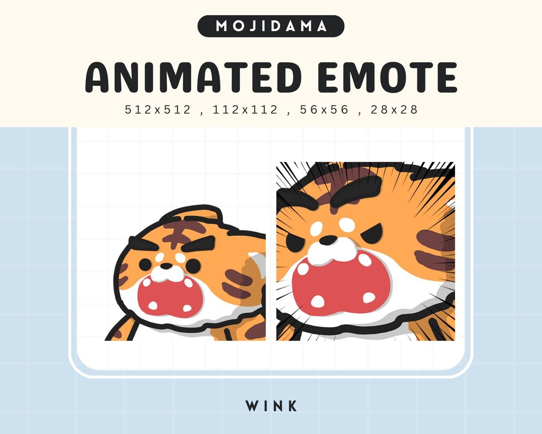 Tiger Emotes Twitch Animated Serious Face Wink Funny Cute Animation ...