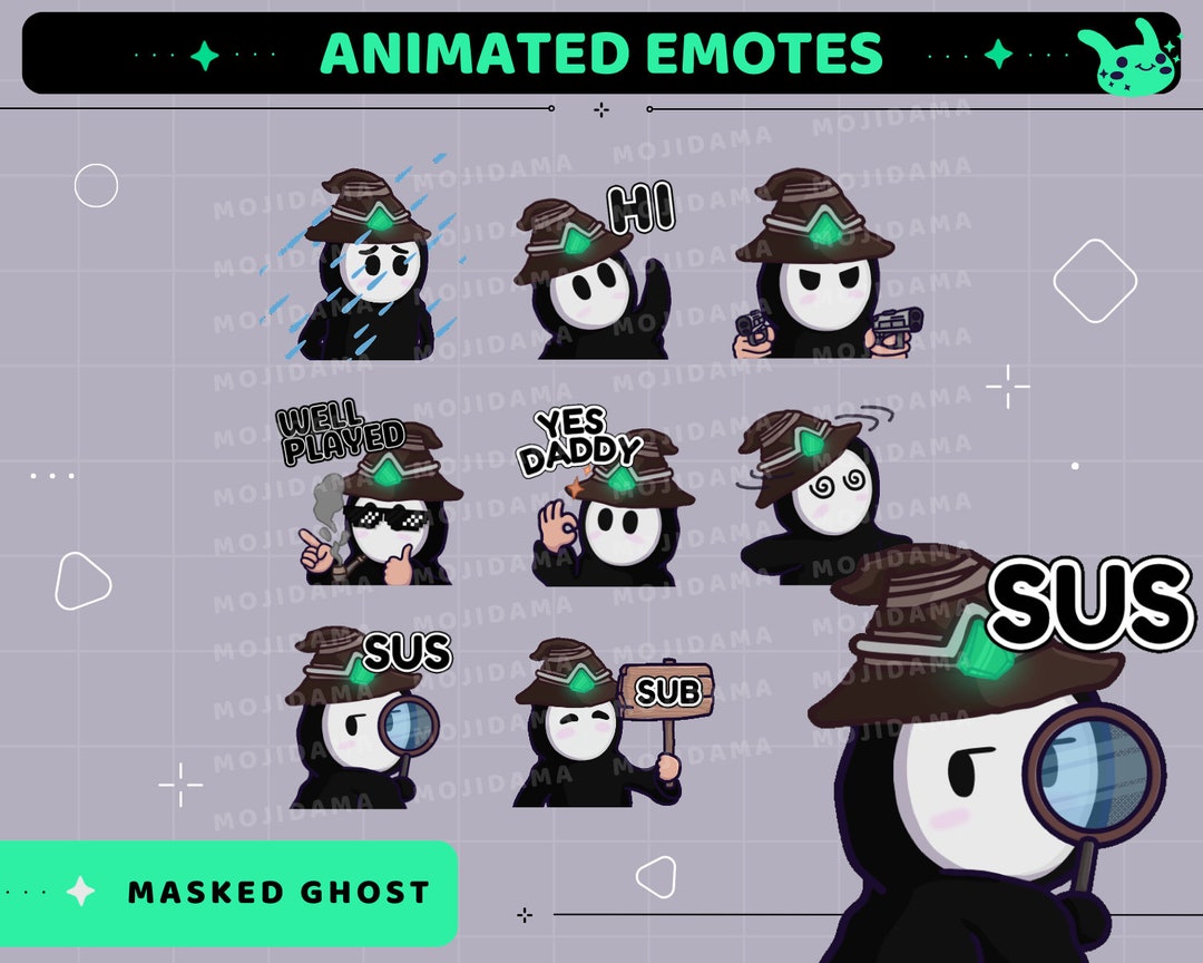 Masked Ghost Emotes Animation Funny Animated Cute Dance Emote Sus Sub ...