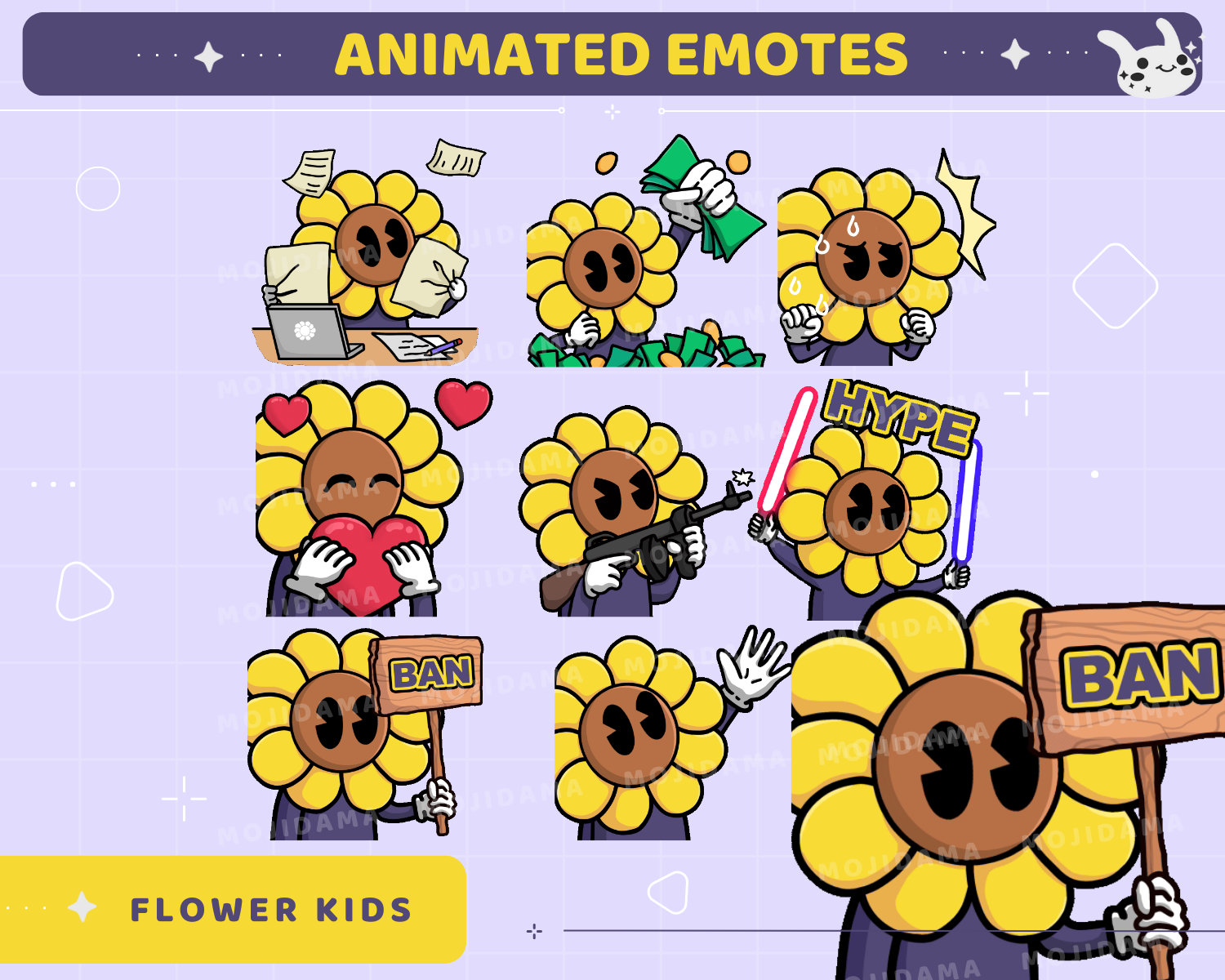 Flower Emotes Animation Funny Plant Animated Cute Emote Set - Etsy