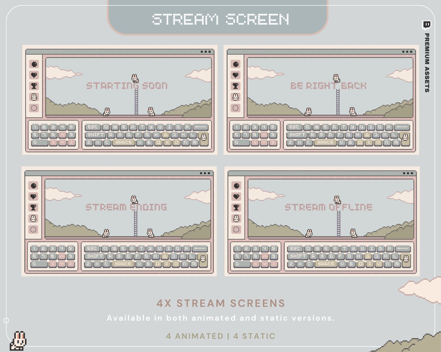 Bunny Twitch Animation Stream Overlay Animated Cute Rabbit Aesthetic ...