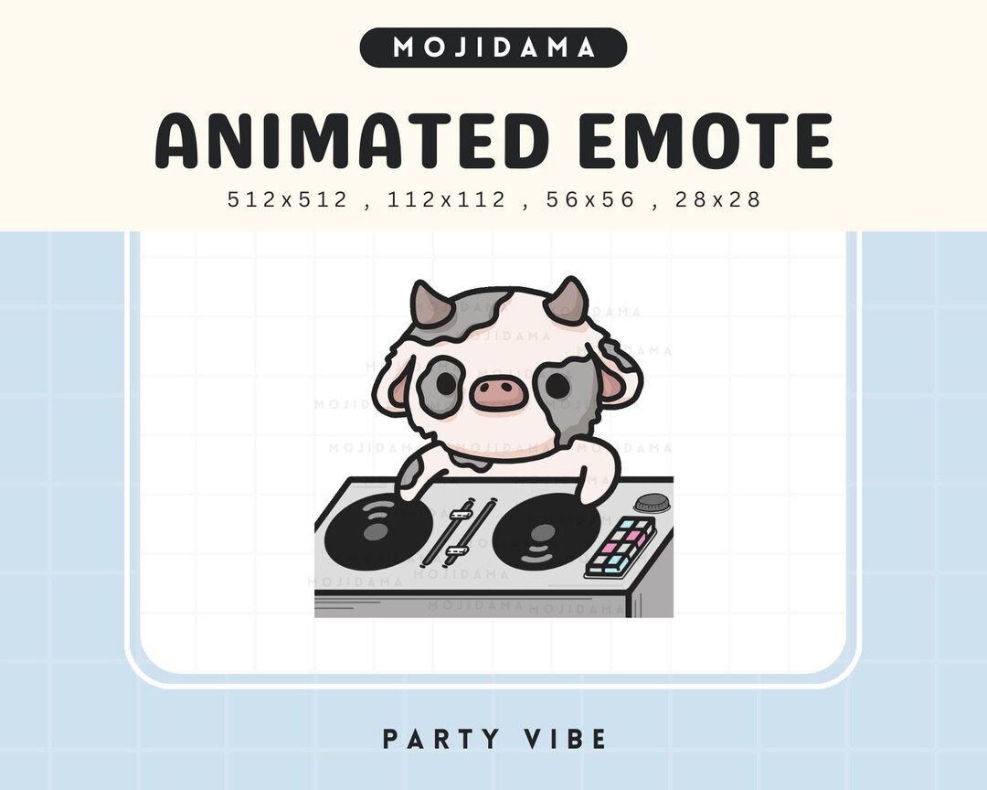 Party Cow Twitch Emotes Animated Music Vibes Cute Emote Animation Chibi ...