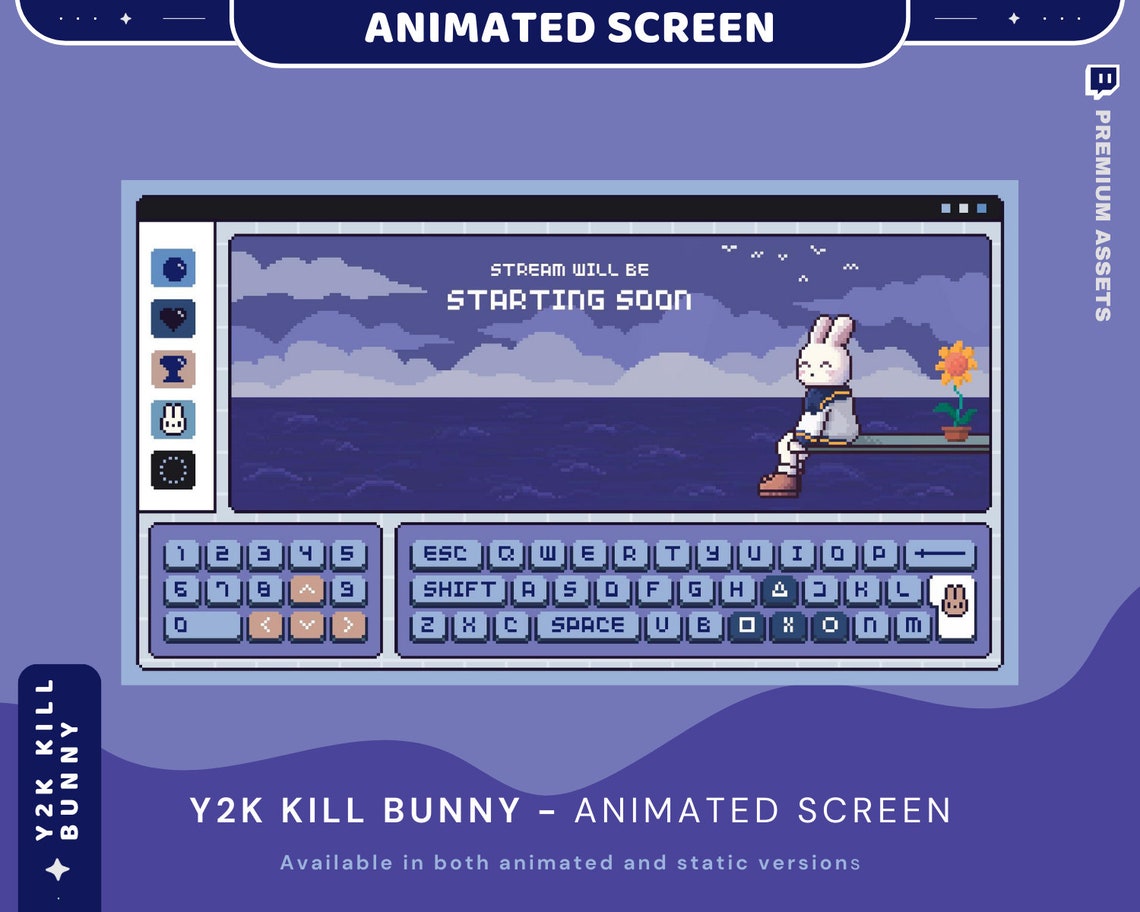 Y2K Bunny Animated Stream Screens: Cozy Room Overlay (WEBM) - Etsy