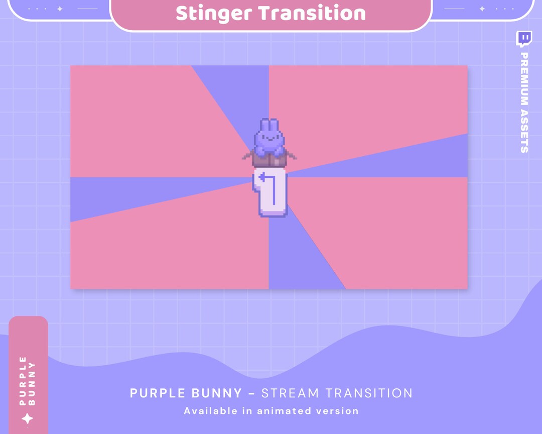 Pink Purple Twitch Transition Bunny Stinger Animation Cat Overlay OBS ...