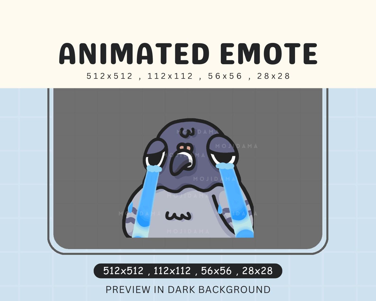 Sad Pigeon Twitch Emotes Animated Stream Animation Cute Chibi Cry Bird ...