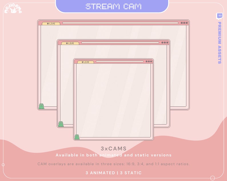 Frog Cam Stream Overlay Animation Blue Frame Twitch Studio Obs ...