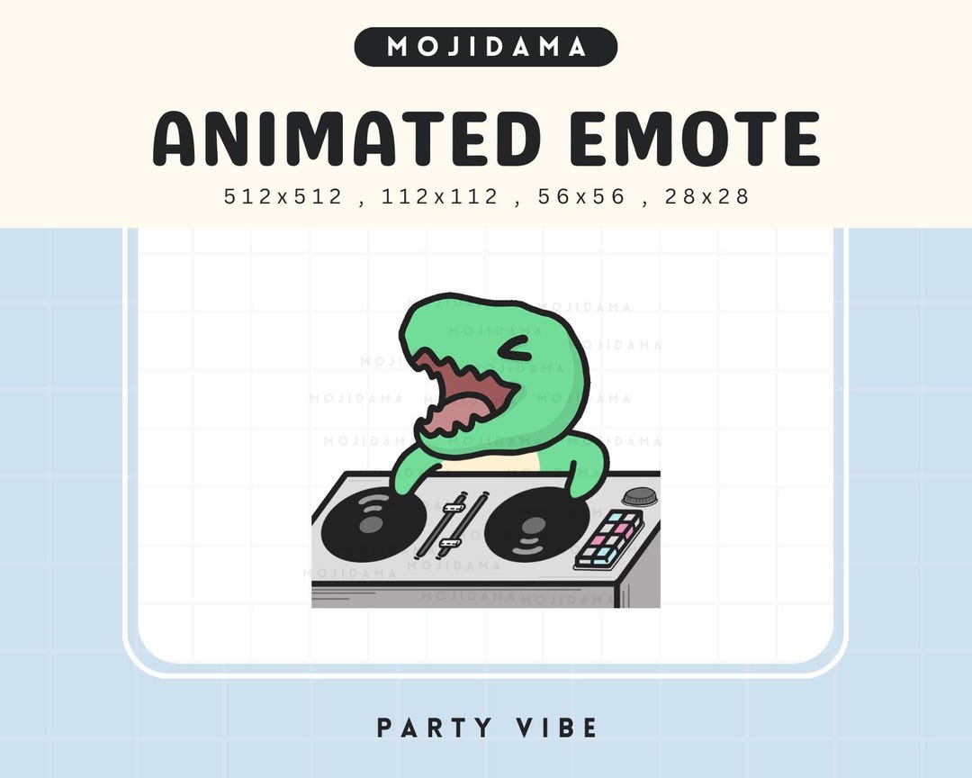 Animated T-rex Party Emote: Chibi Dinosaur Twitch Discord Youtube - Etsy