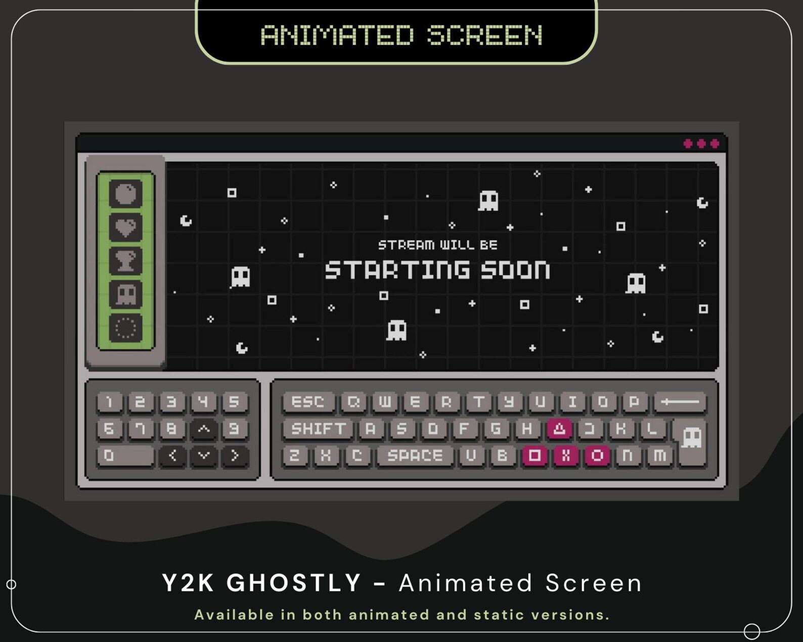 Y2K Ghostly Pixel Twitch Screen Animation: Spooky Stream Overlay (WEBM ...