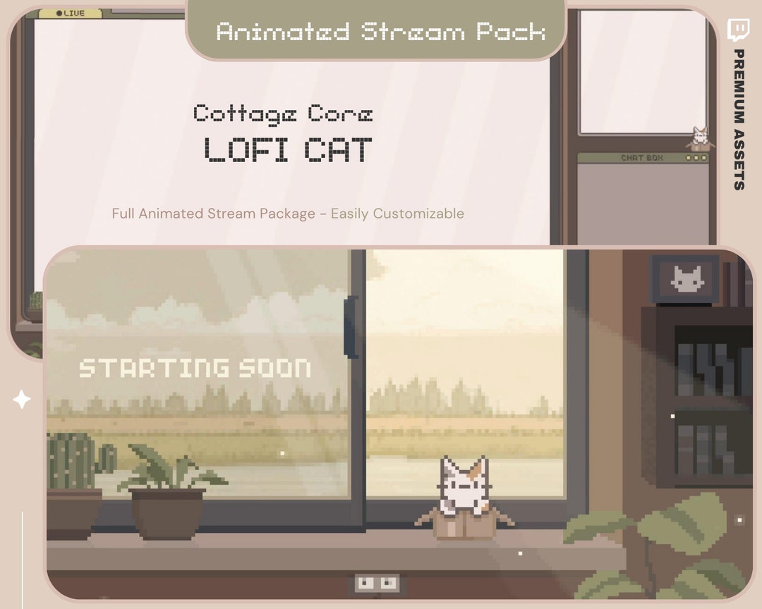 Cat Stream Animated Overlay Pack: Kitty Streamer Vtuber Kick Youtube ...