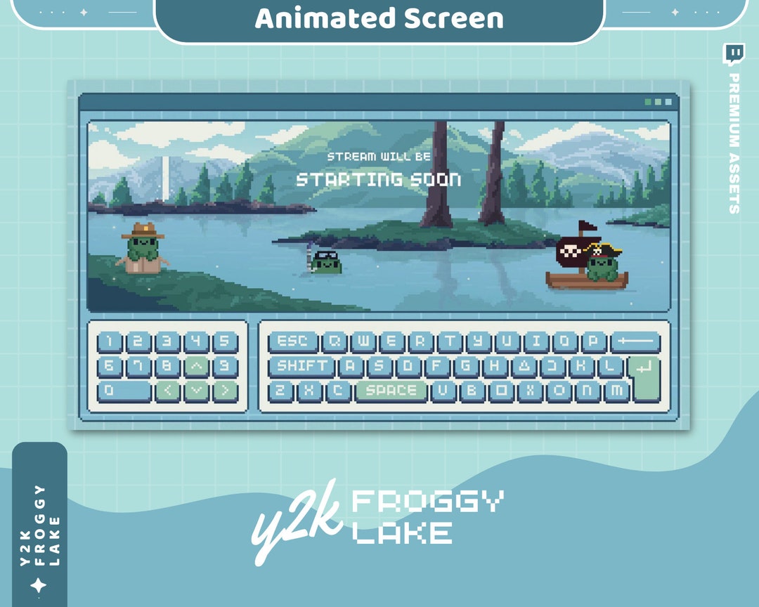 Frog Twitch Screen Animation Stream Lofi Animated Scene Bunny Cat Cute Overlay Aesthetic Obs ...