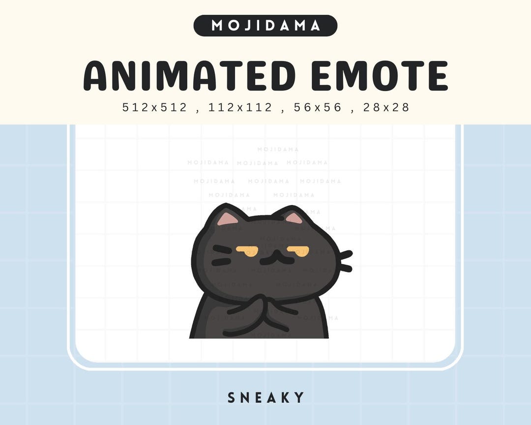 Black Cat Twitch Emotes, Animated Dark Kitty Scheming Sus Streaming ...