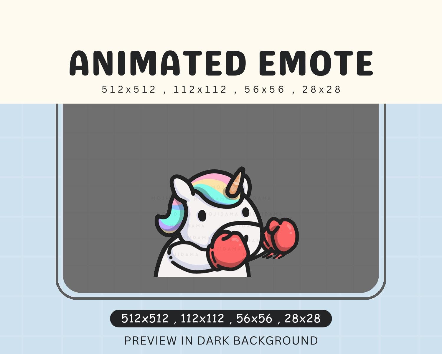 Unicorn Boxing Emotes Animated Twitch Punch Fist Cute Emote Fight Funny ...