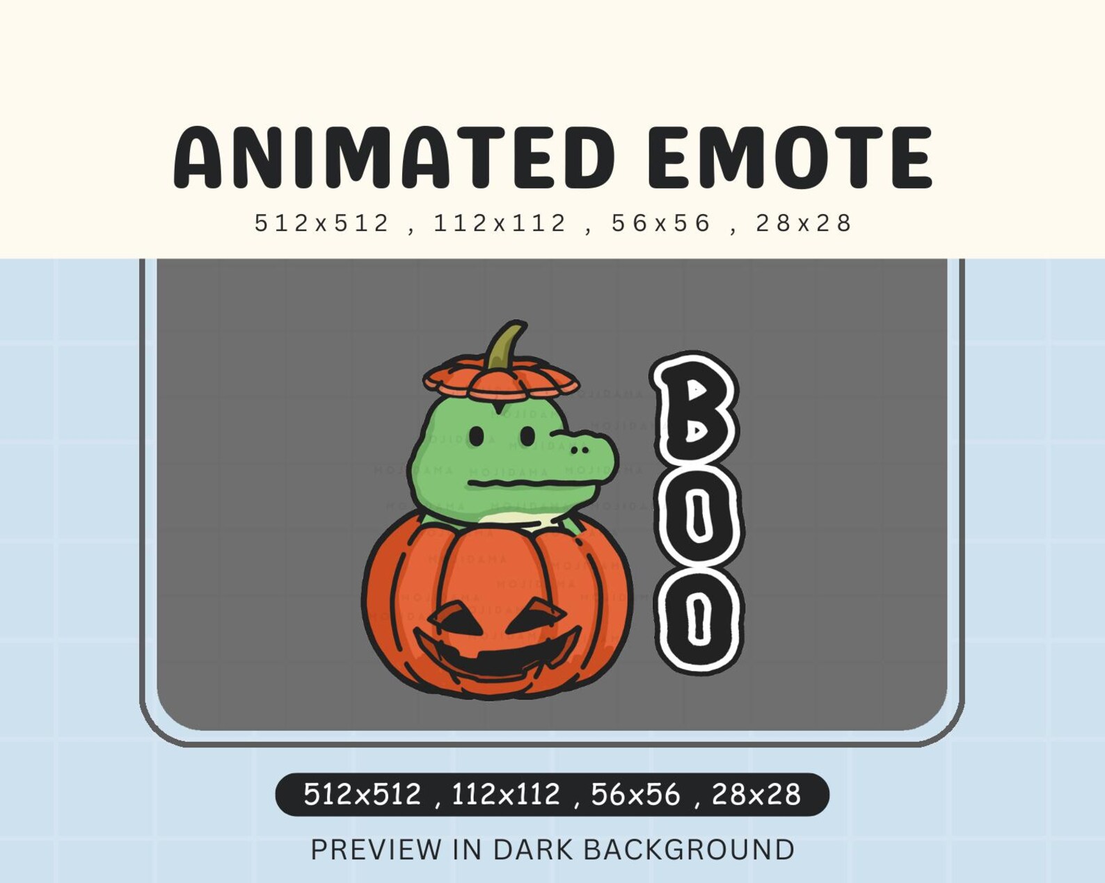 Animated Crocodile Halloween Emote: Spooky Chibi Alligator (digital ...