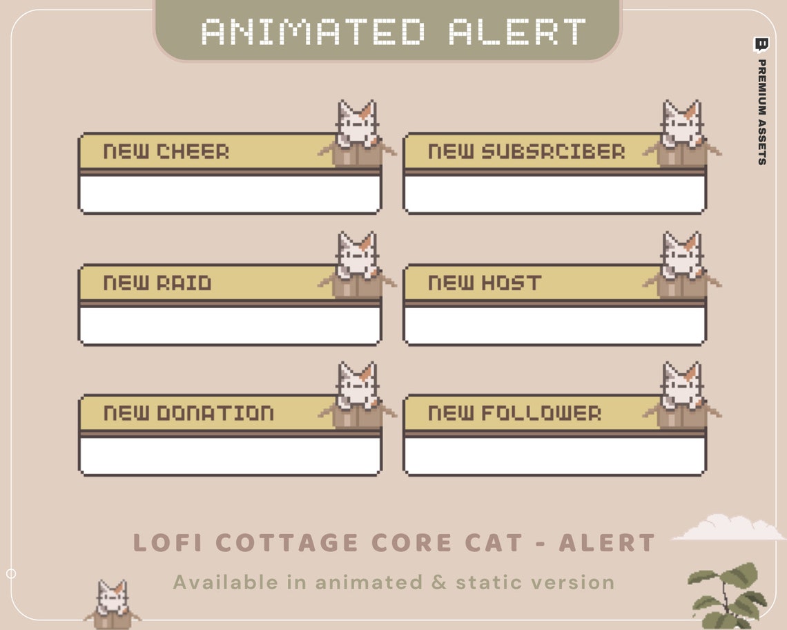 Twitch Alert Animation Overlay Animated Cat Stream Alerts Cute Kitty ...