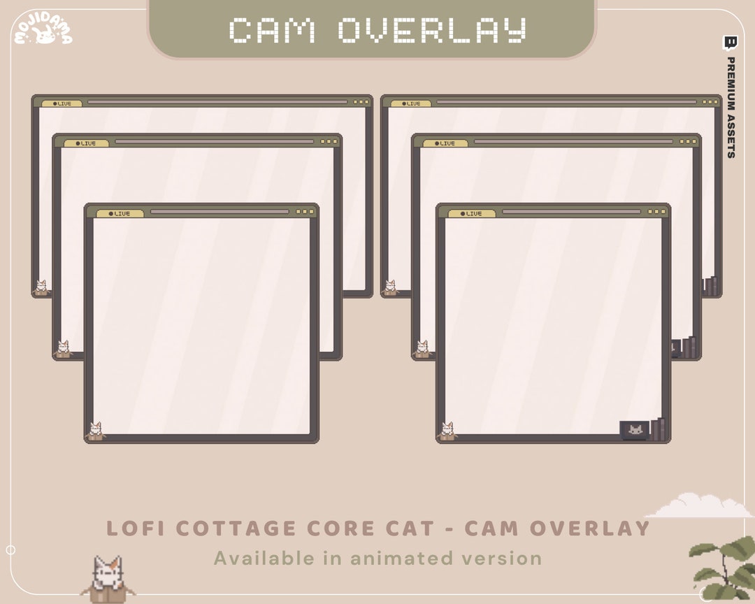 Lofi Cottagecore Cat Cam Overlay: Animated Stream Overlay (digital ...