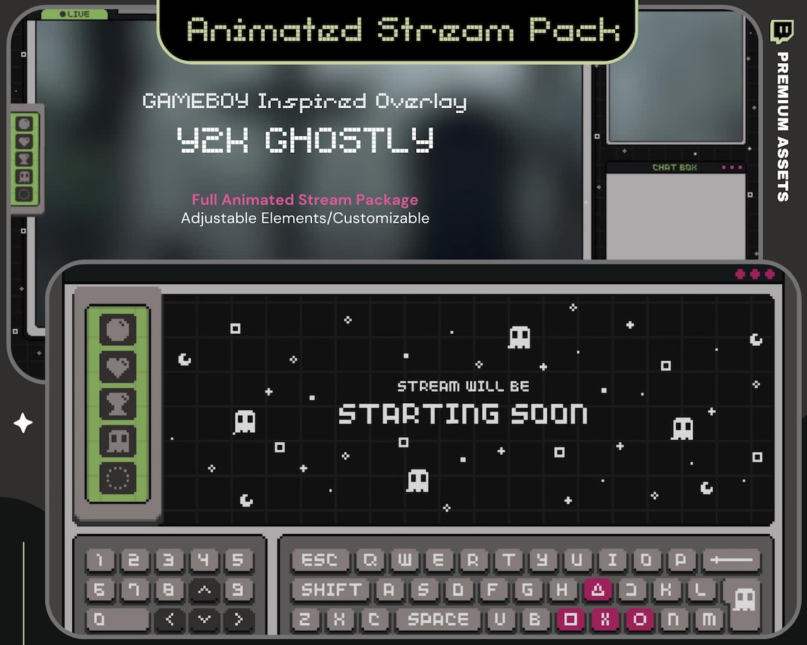 Halloween Ghost Stream Pack: Twitch Y2K Animated Overlay Vtuber ...