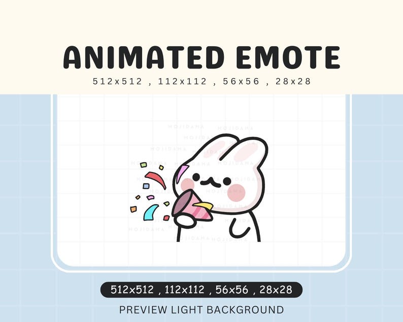 Animated Bunny Confetti Emote: Chibi Rabbit GG Celebration (digital ...