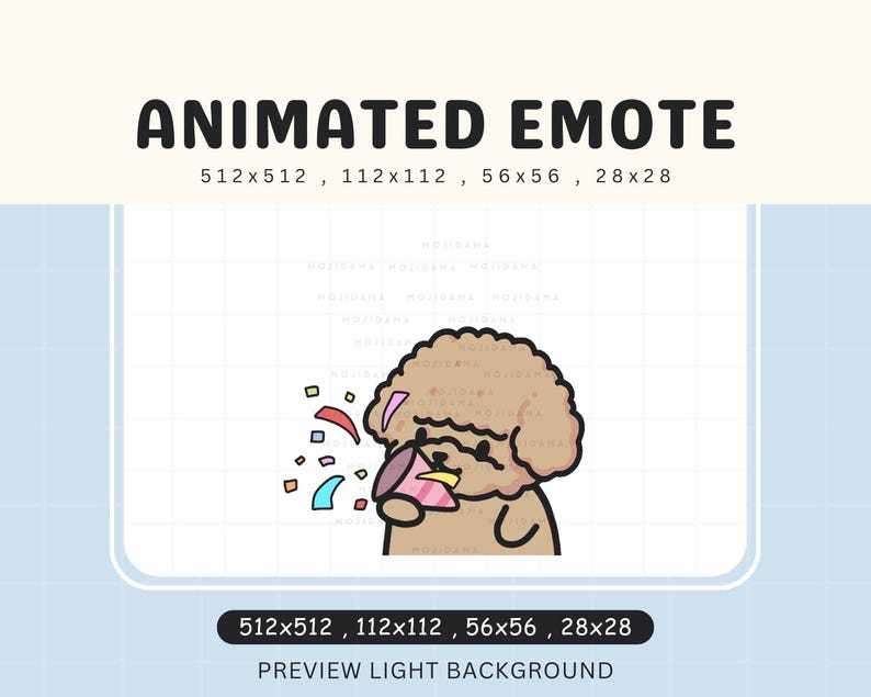 Animated Poodle Dog Twitch Emote: Puppy Confetti Celebration Emotes ...