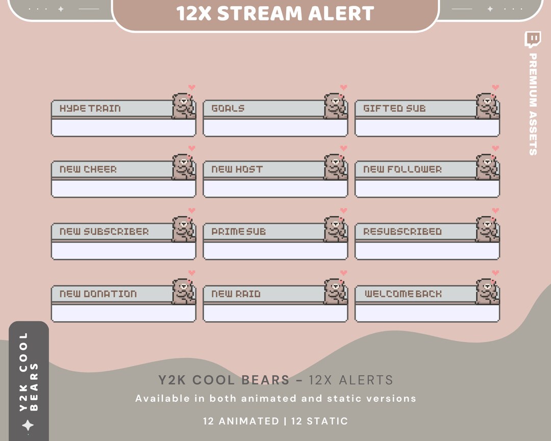Bear Twitch Stream Alert Overlay Brown Animation Streamlabs Obs Studio Cozy Animated Cute Cat ...