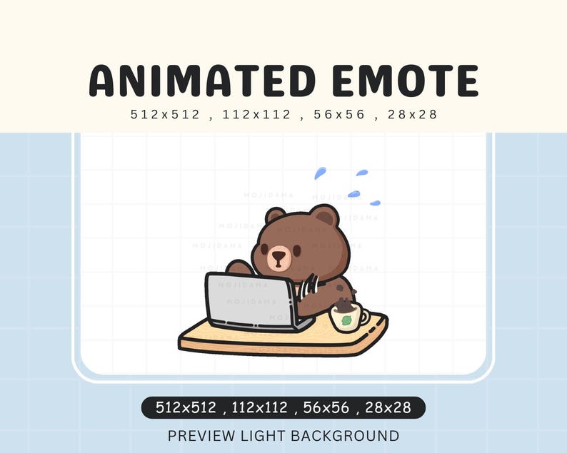 Animated Bear Typing Emote: Chibi Twitch Stream Asset (digital Download ...