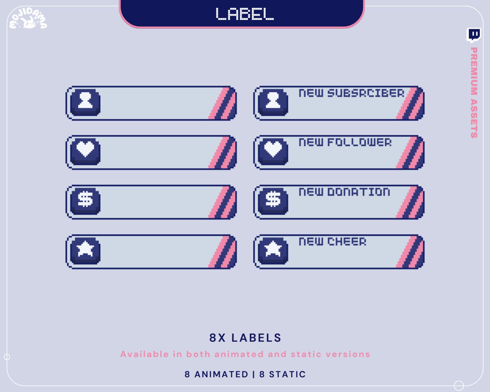 Cute Twitch Label Animation Bunny Animated Stream Labels Y2K - Etsy