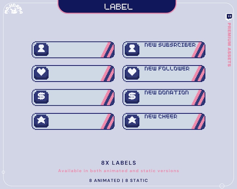 Cute Twitch Label Animation Bunny Animated Stream Labels Y2K - Etsy