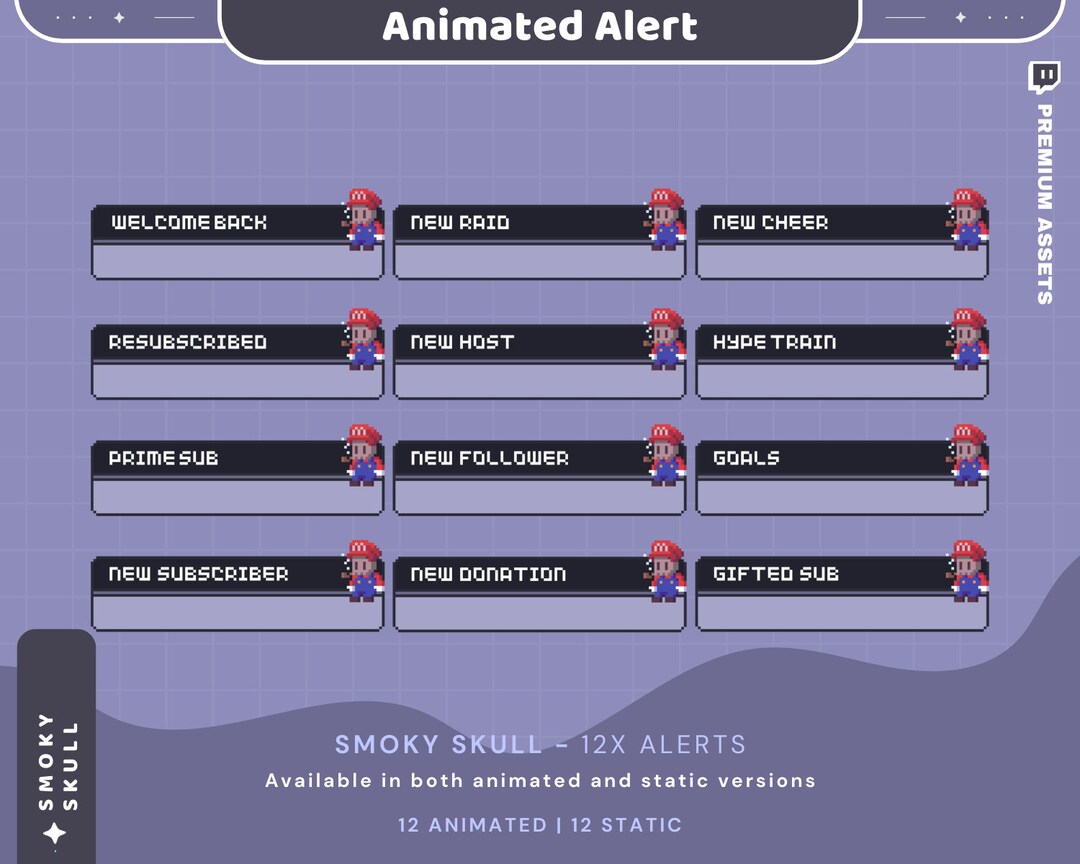 Twitch Alert Skull Stream Ghost Cute Overlay Lofi Aesthetic Animation ...