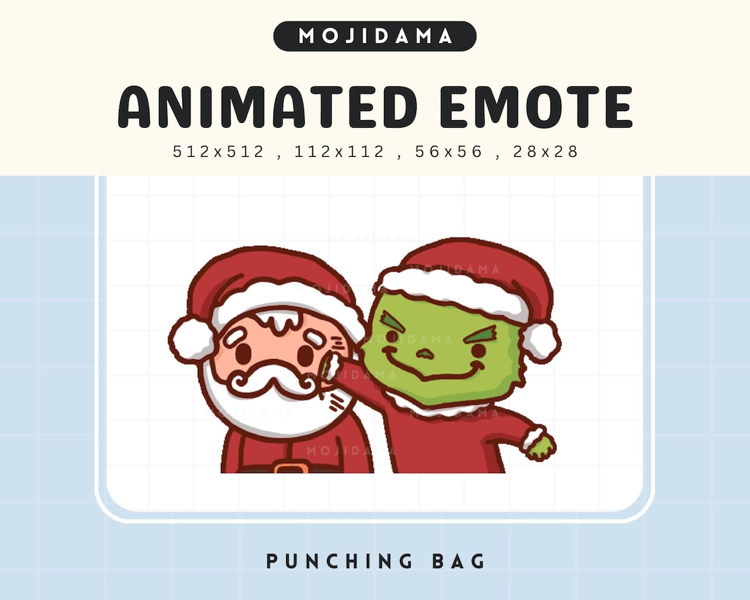 Grinch Santa Punching Bag Animated Emote: Chibi Xmas Vtuber (digital ...