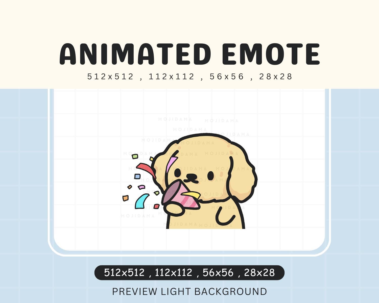Animated Golden Retriever Twitch Emote: Celebration Confetti (digital ...