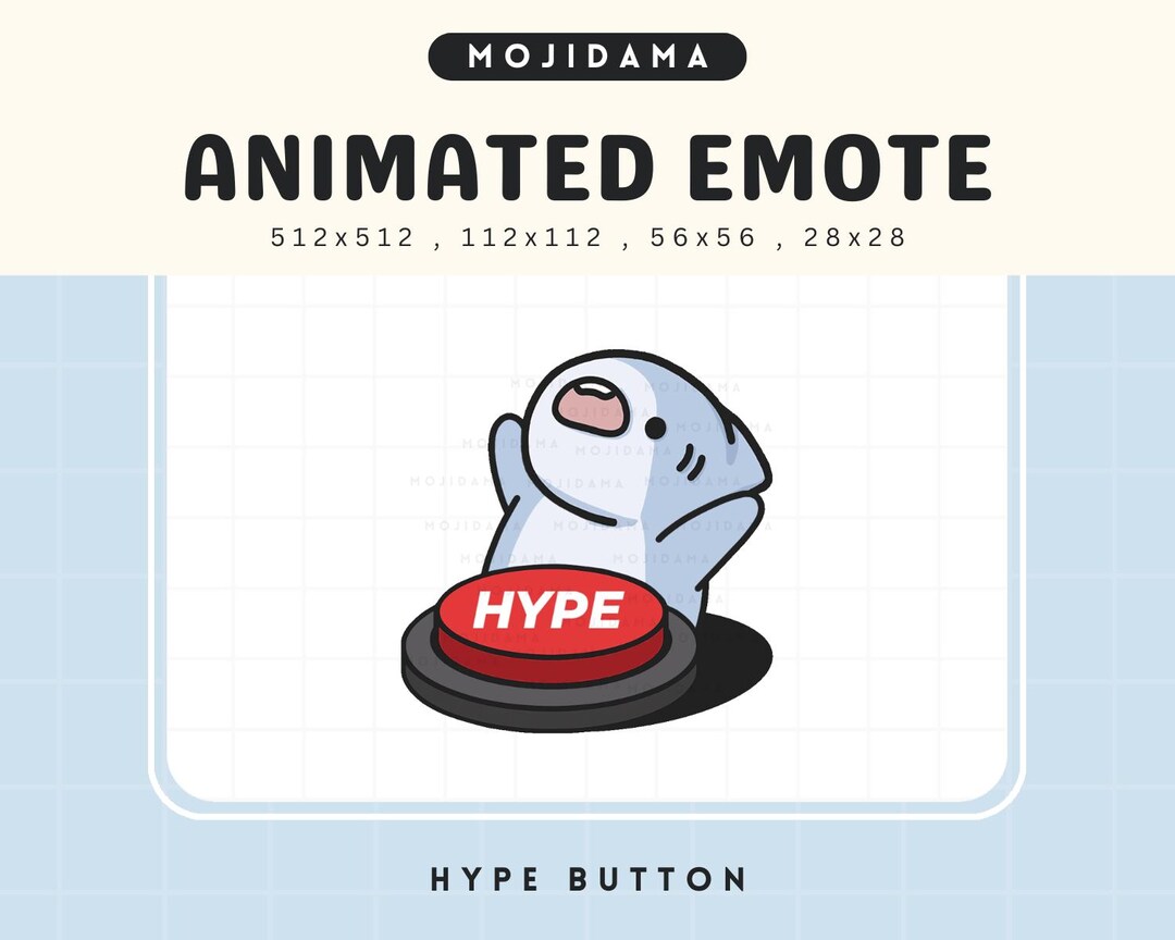 Animated Shark Hype Button Emote: Twitch, Discord, Youtube (digital ...