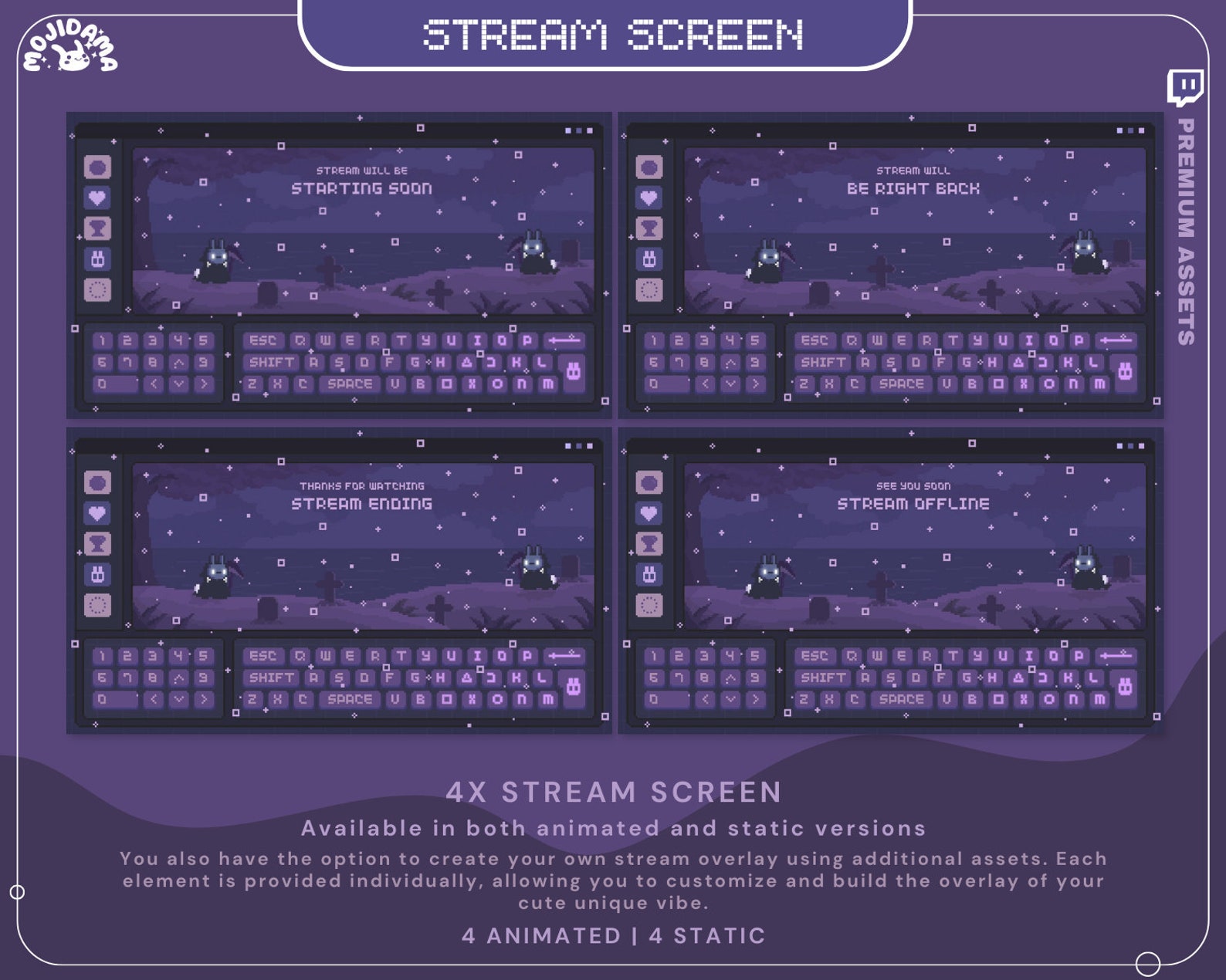 Halloween Ghost Stream Pack: Bunny Twitch Animated Overlay Rabbit ...