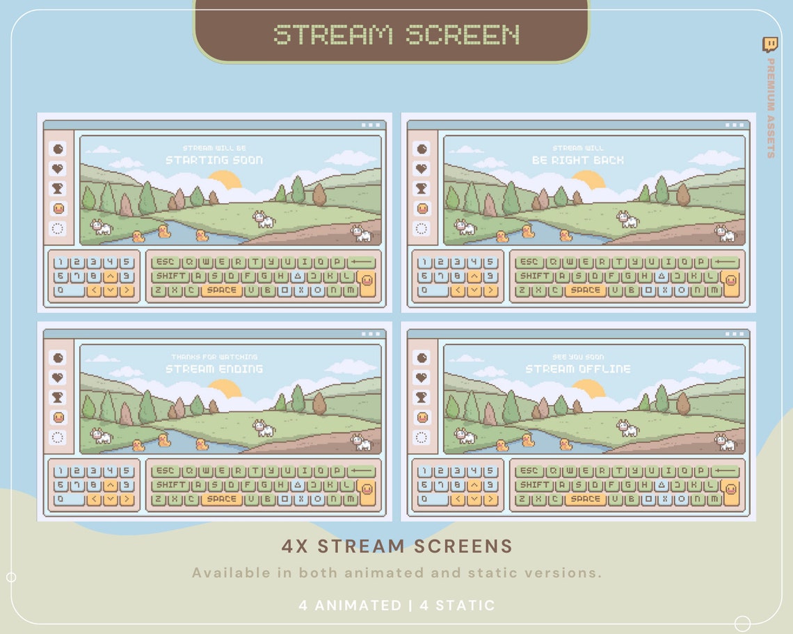 Lofi Farm Twitch Stream Overlay: Animated Cow, Duck, Rabbit (WEBM, PNG ...
