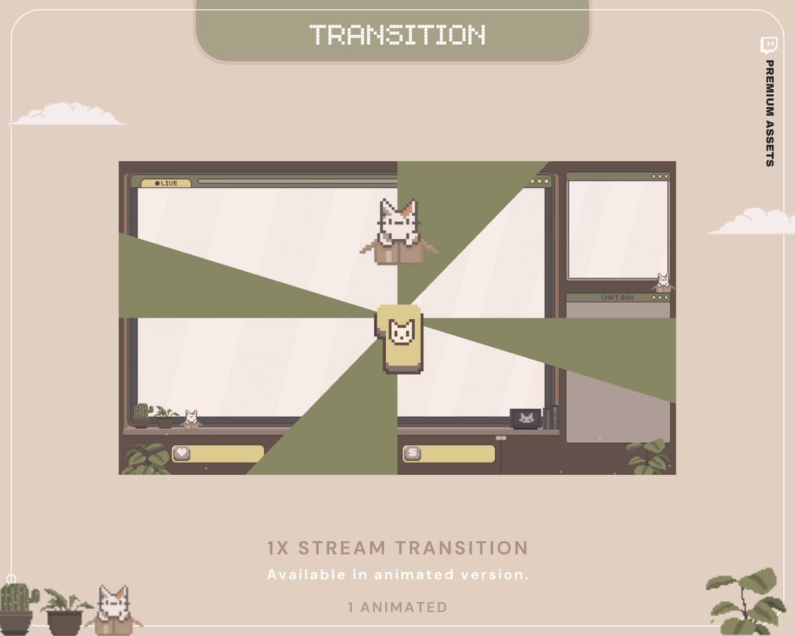 Cat Overlay Animation Twitch Aesthetic Stream Pack Animated - Etsy ...