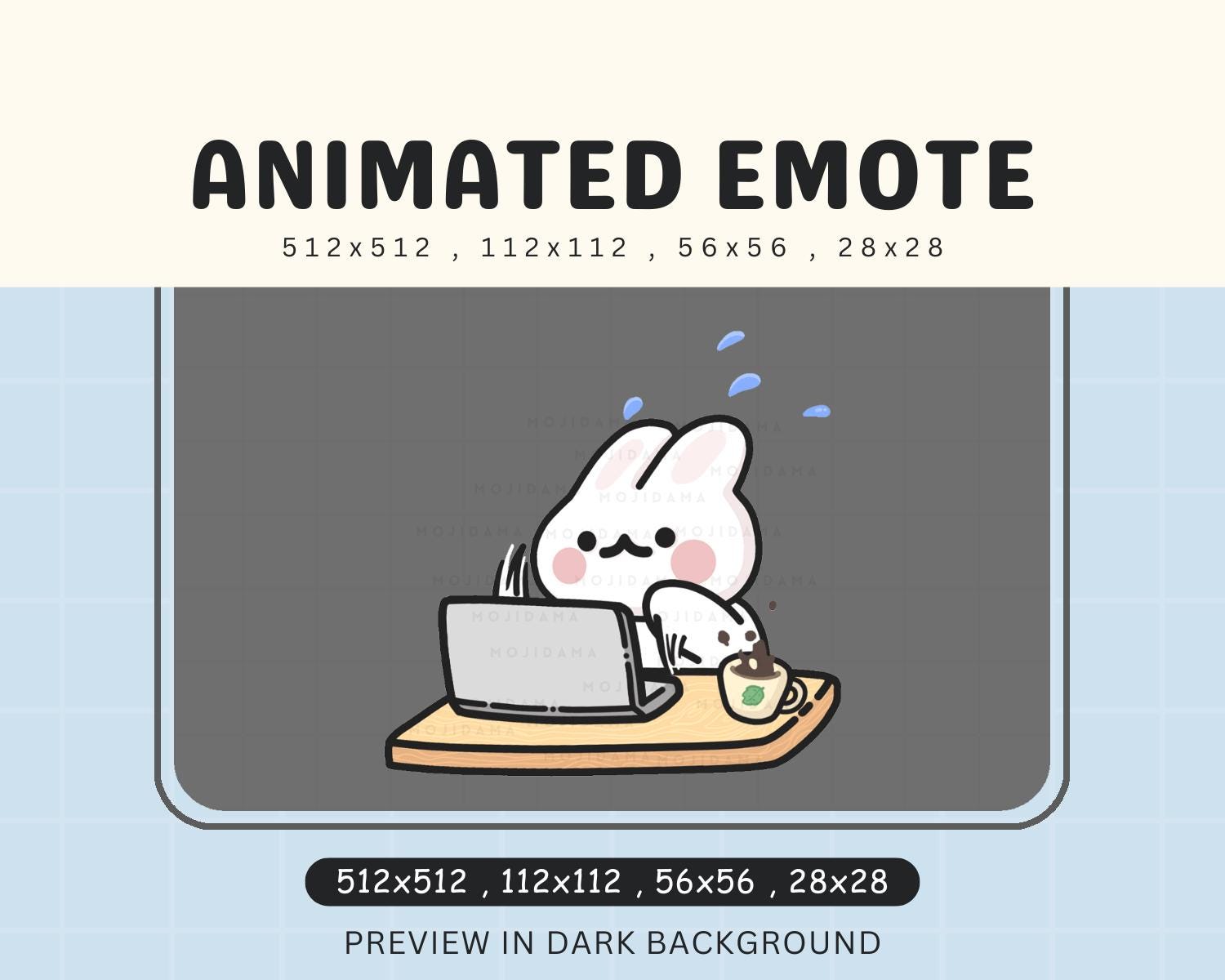 Bunny Typing Twitch Emotes Keyboard Animated Rabbit Panic Cute Emote ...