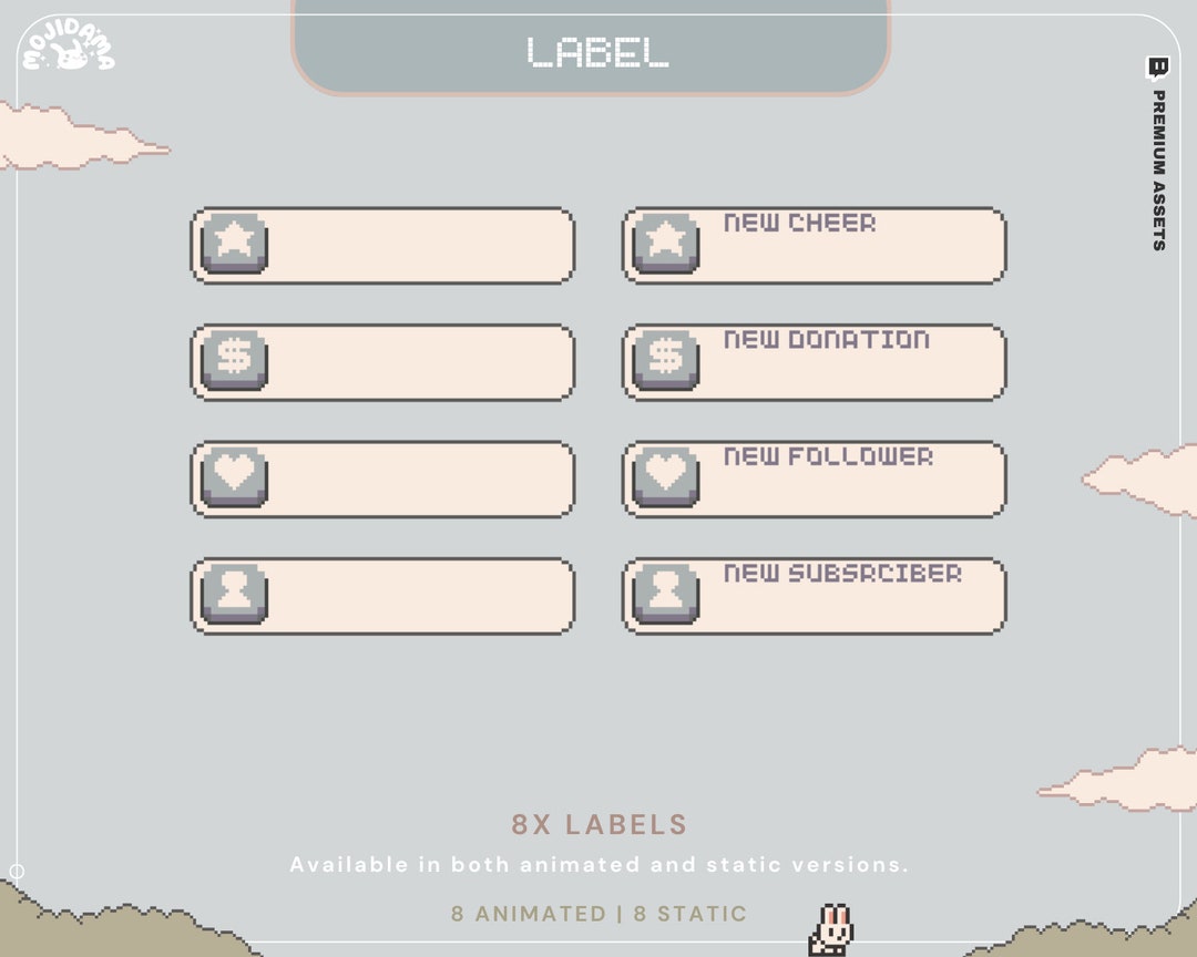 Bunny Twitch Label Animation Cute Rabbit Animated Stream Labels for ...