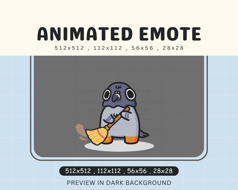 Pigeon Swept Animated Emote: Funny Chibi Bird (digital Download) - Etsy