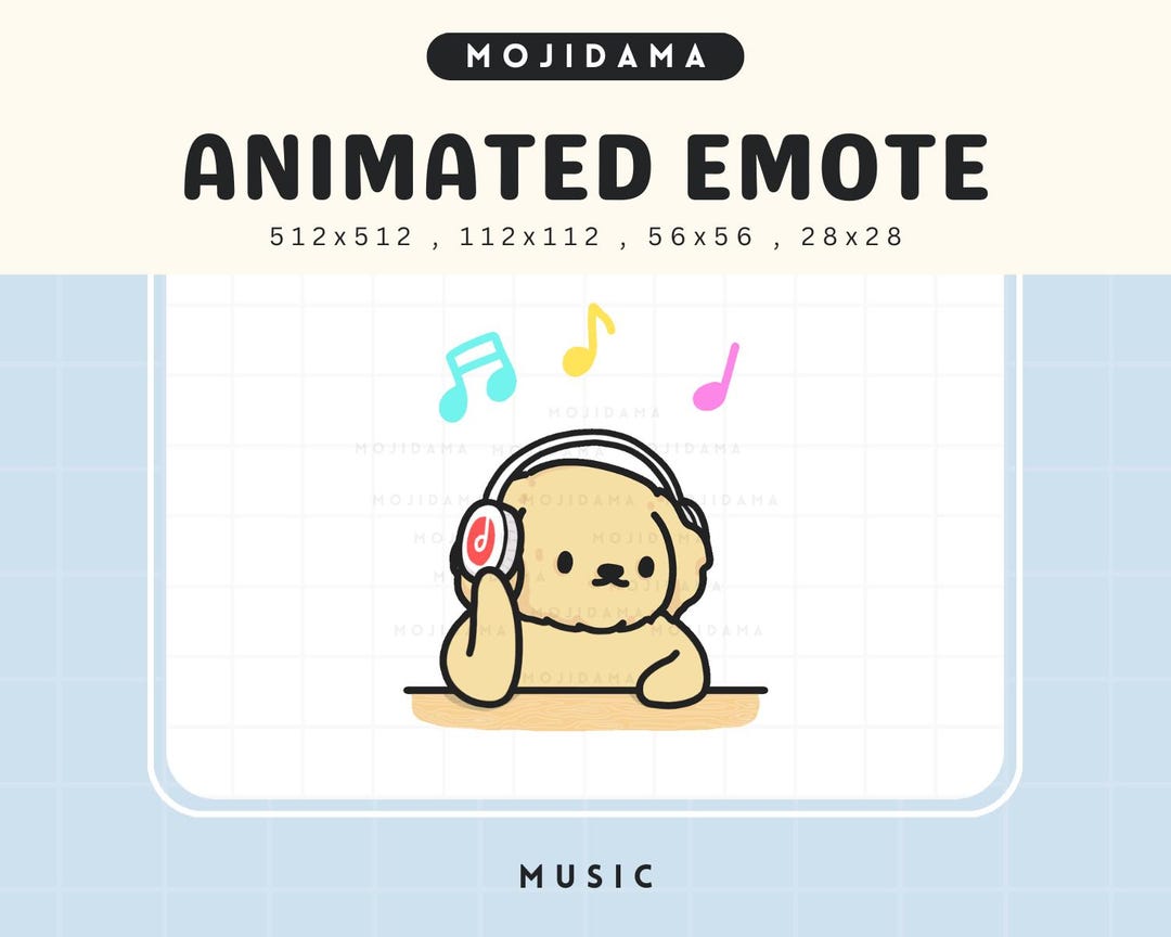 Golden Retriever Animated Emote: Chibi Puppy, Cozy Music Vibe - Etsy