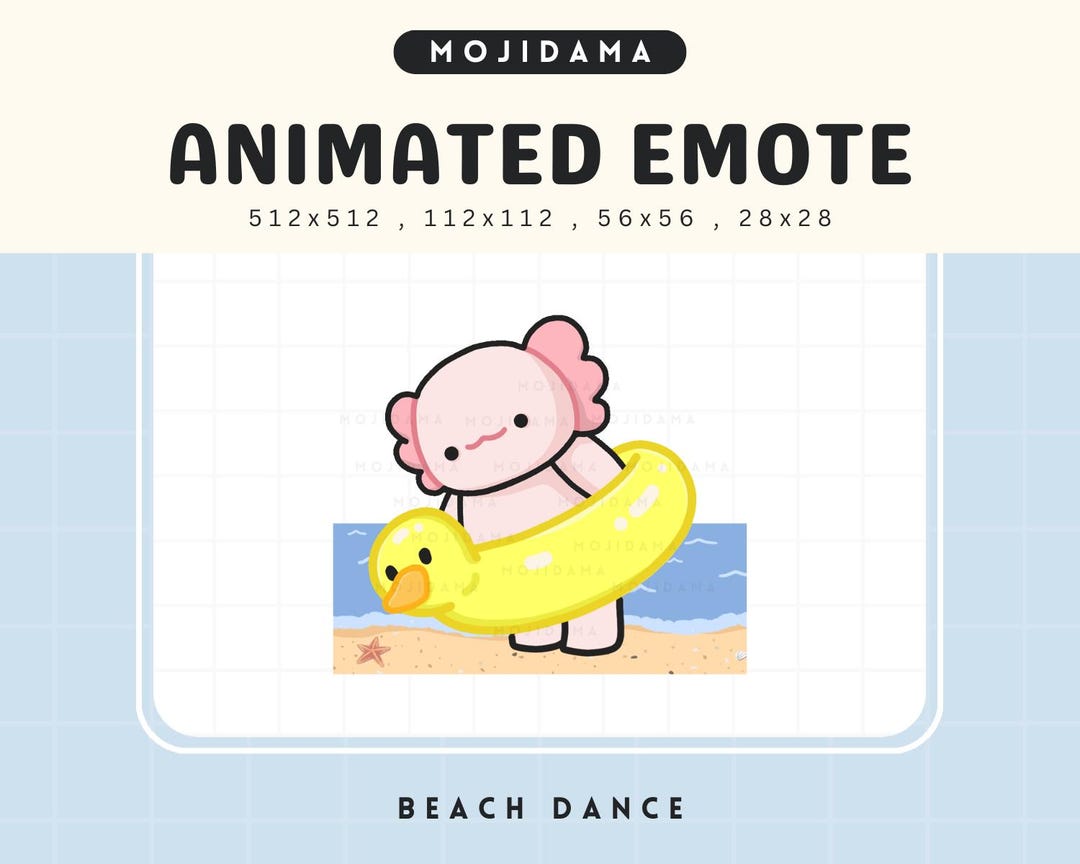 Axolotl Dancing Emotes Twitch Summer Animated Beach Dance Emote Chibi ...