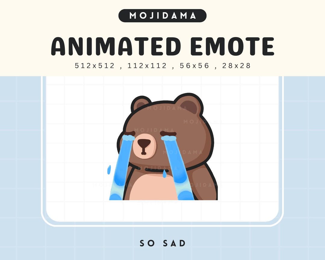 Sad Bear Twitch Emotes Animation: Cute Crying Chibi Kawaii Emotes for ...