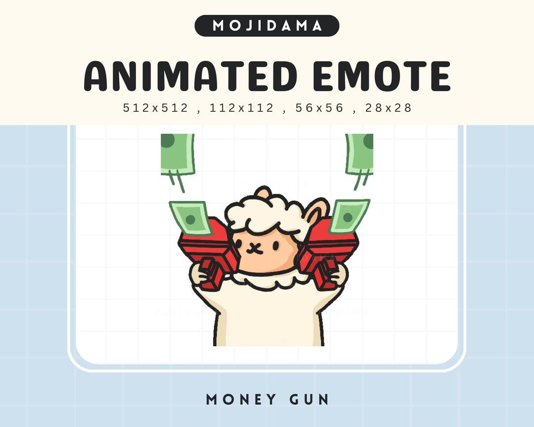 Alpaca Twitch Emotes Animation Money Rich Cute Chibi Animated Cash Gun ...