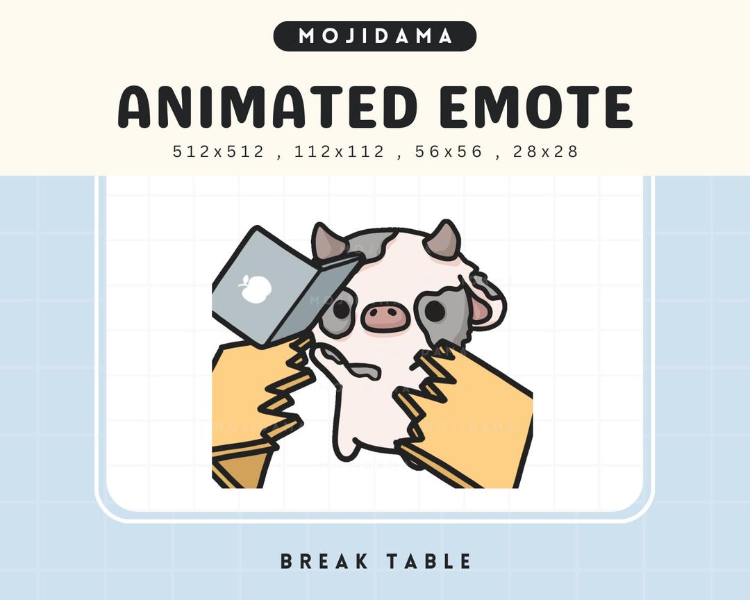 Angry Cow Twitch Emotes Animation Break Table Cute Chibi Animated Emot ...