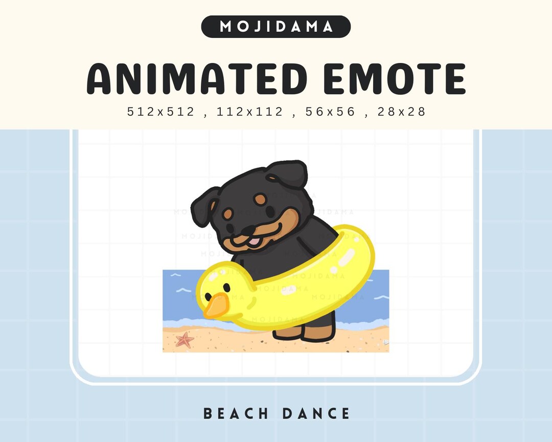 Rottweiler Dog Emotes Dance Animated Twitch Beach Summer Animation ...
