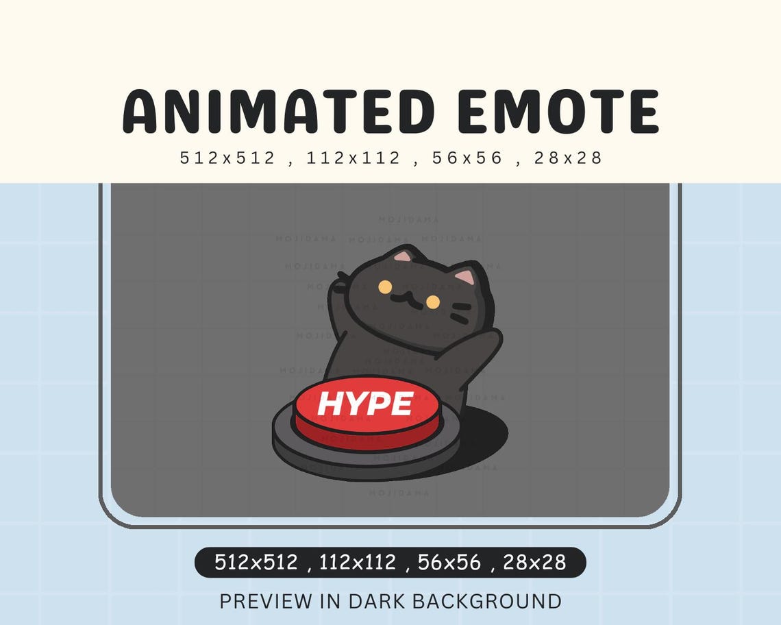 Animated Cat Hype Emote: Cute Black Kitten Twitch Youtube Kick Discord ...