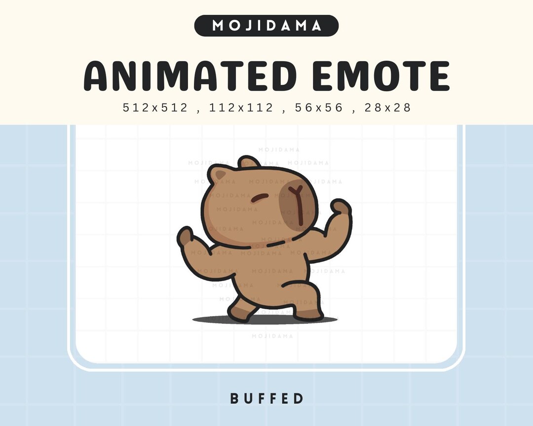 Animated Buff Capybara Emote: Gym Chibi Twitch/discord/youtube (digital ...