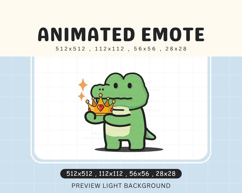 Animated Crocodile Crown Emote: Twitch, Discord, Youtube (digital ...